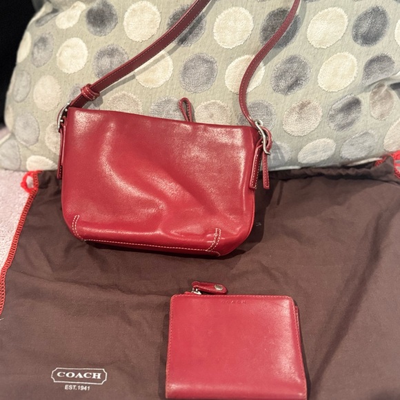 Coach | Bags | Coach Cherry Red Leather Shoulder Bag | Poshmark